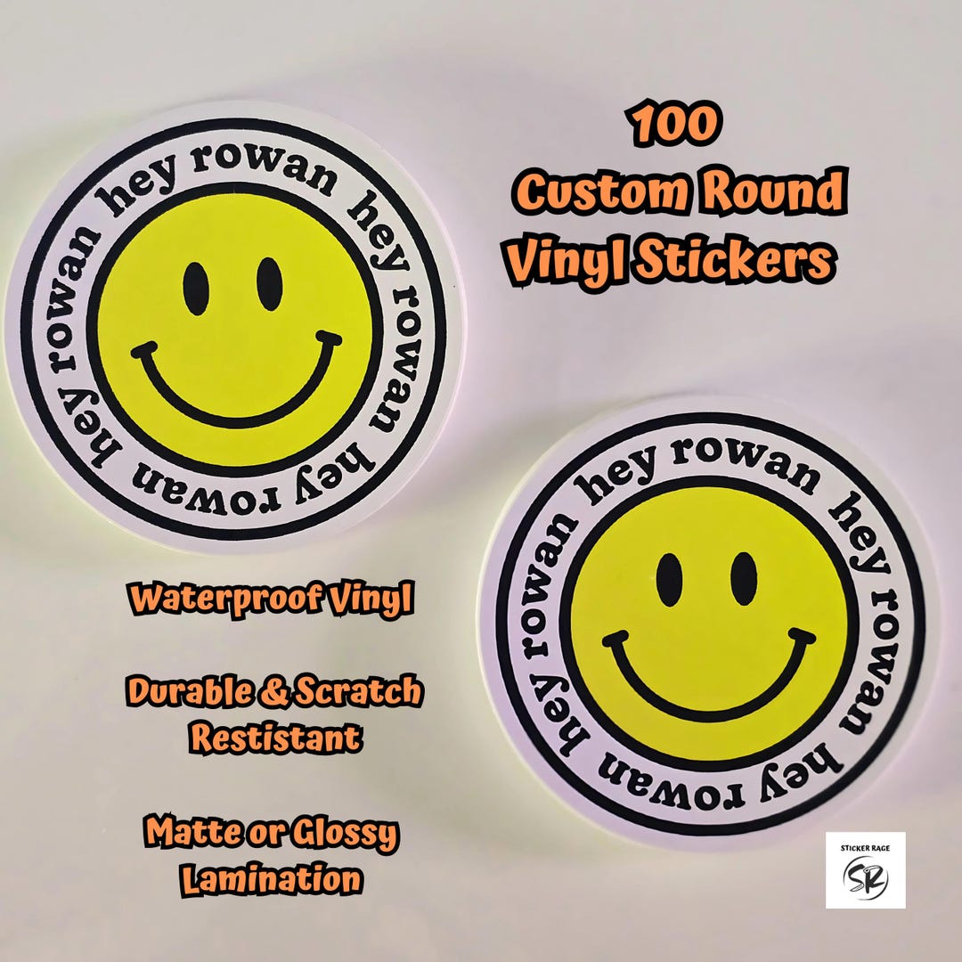 Custom Die-cut Round Stickers (100 Pack). Waterproof Vinyl With Glossy ...