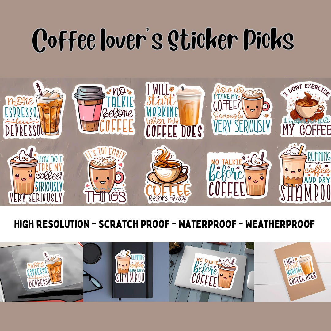 Coffee Lover Stickers. Sarcastic Vinyl Decals. Waterproof Stickers for ...