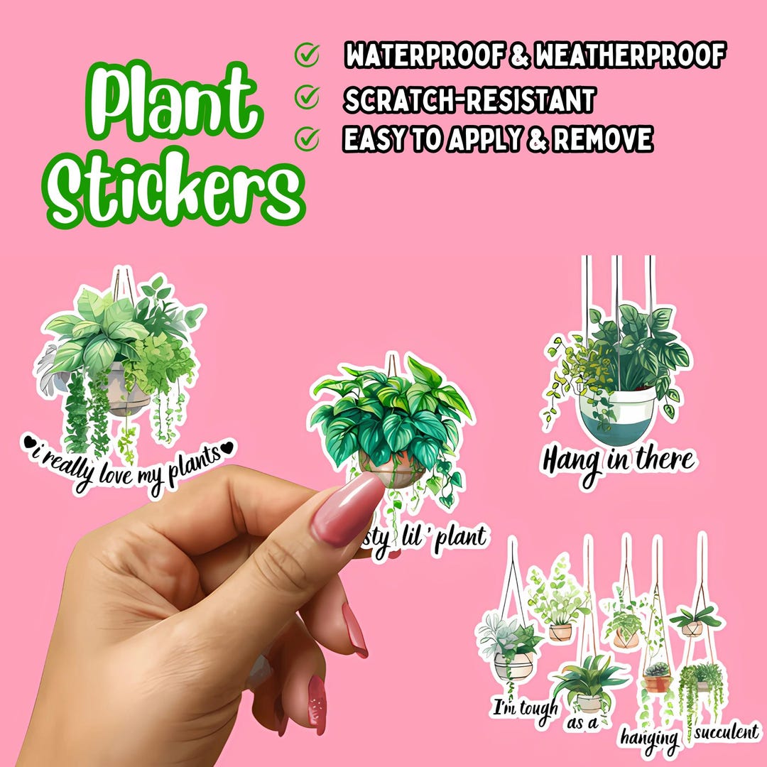 Plant Sticker Bundle | Aesthetic Plant Lover Stickers | Botanical Vinyl ...