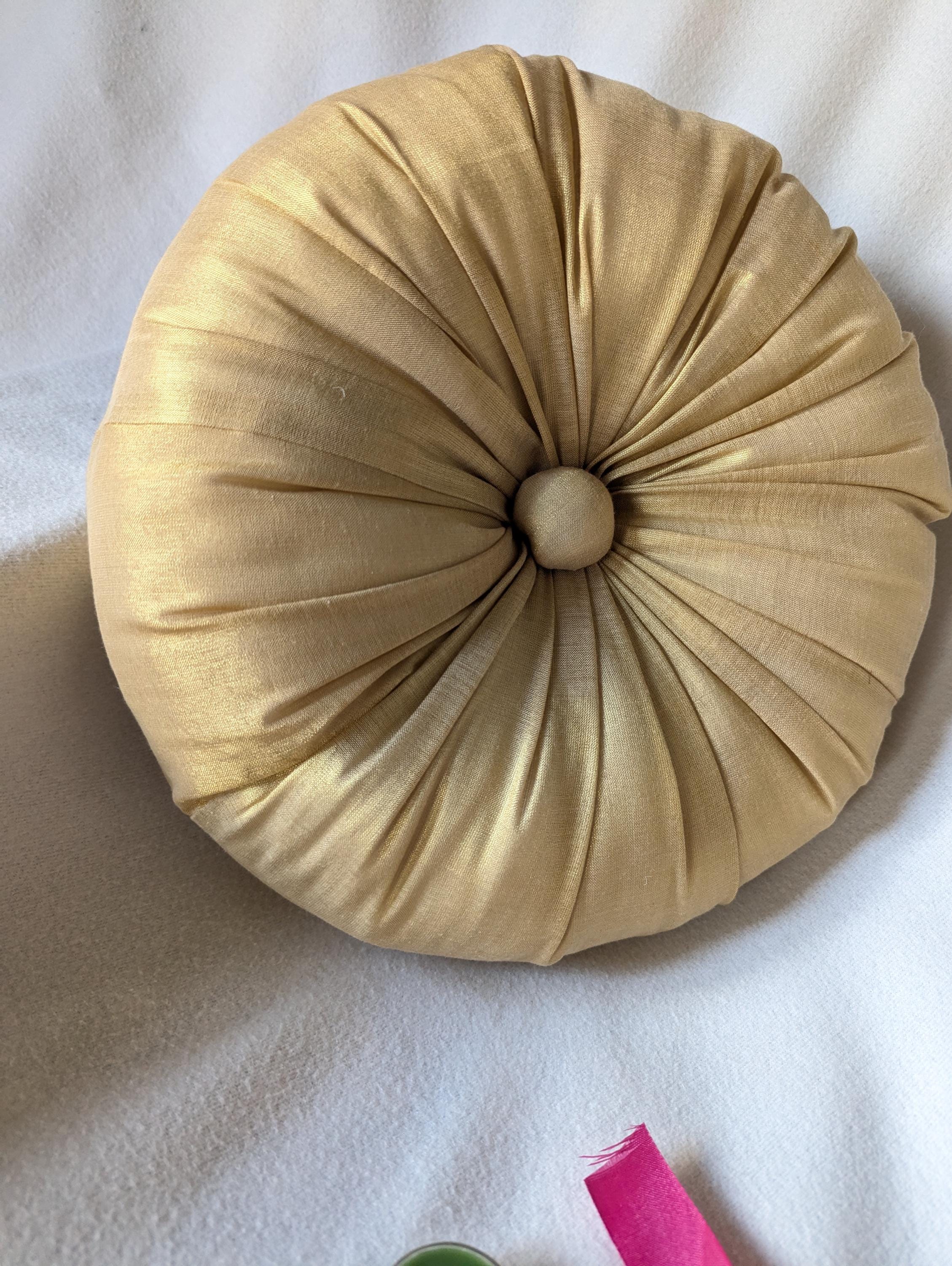 Yellow Gold Round Pillow, Throw Pillow, Pintuck Pillow, Cozy Interior ...