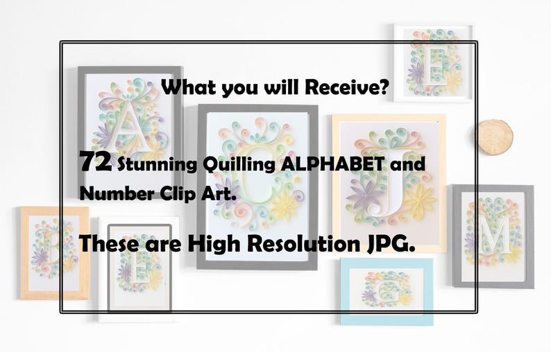 72 Quilled Alphabet and Number Clipart: High-resolution Designs ...