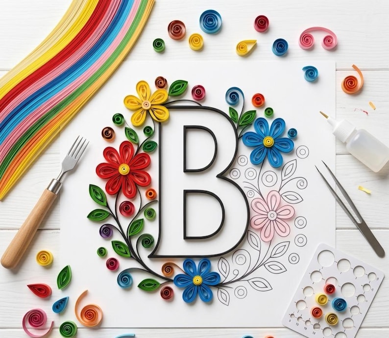 Floral Quilling Alphabet Patterns Bundle: 26 Letter Craft Kit (PDF ...