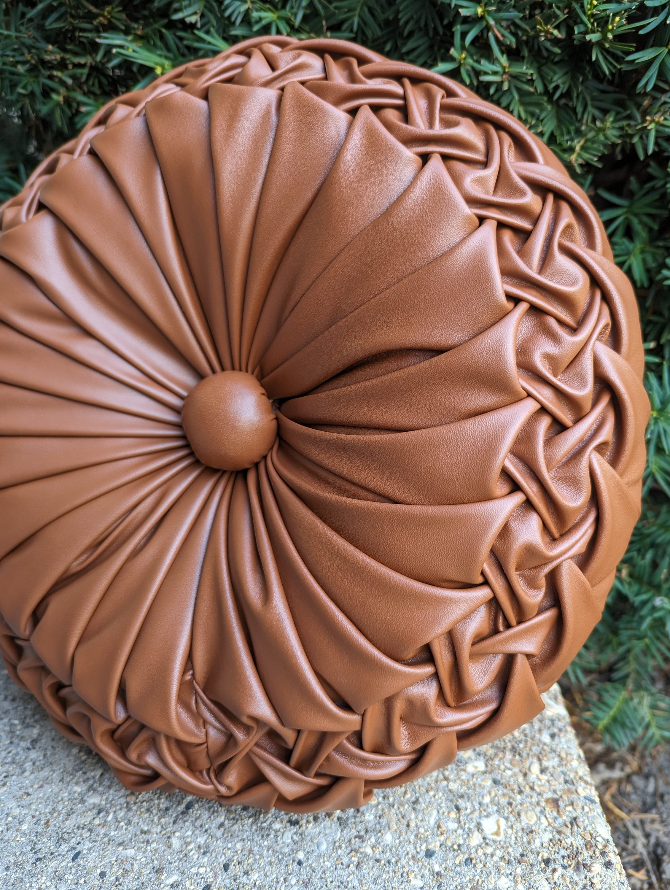Handmade Caramel Brown Leather Pillow, Canadian Smocking Design ...