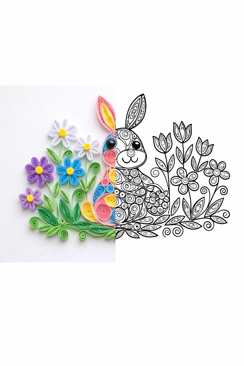 Quilling Spring Easter Bunny Tutorial Kit: Floral Paper Craft Art Guide ...