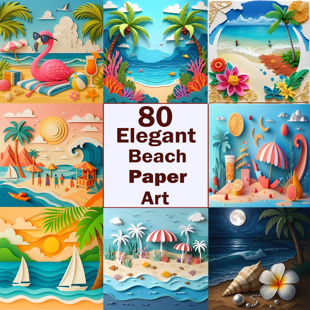 Beach Paper Art: Seaside Scrapbook Paper Pack (JPG & PNG) - Etsy