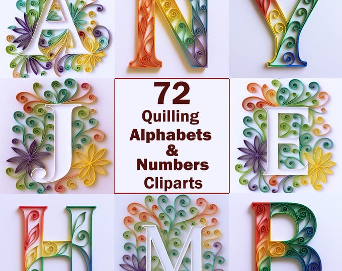 Quilled Alphabet & Number Clipart: Paper Quilling Images (digital ...