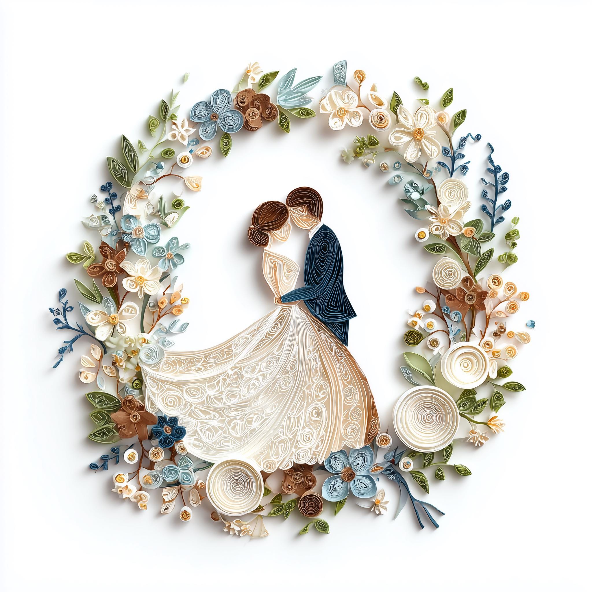 Quilling Wedding Couple Clipart, 3D Paper Art (digital Download) - Etsy