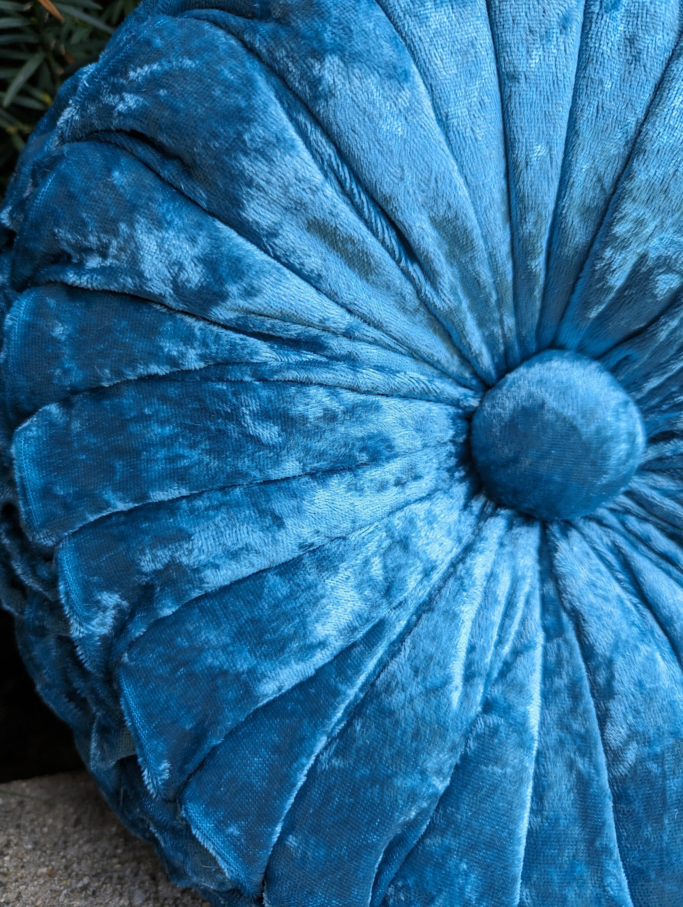 Handmade Light Turquoise Velvet Pillow, Smocked Round Cushion - Etsy