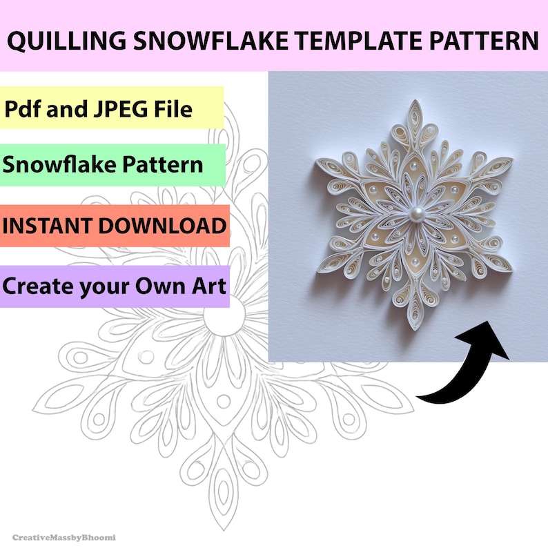 Quilling Snowflake Template: Paper Craft Art Pattern (PDF Download) - Etsy