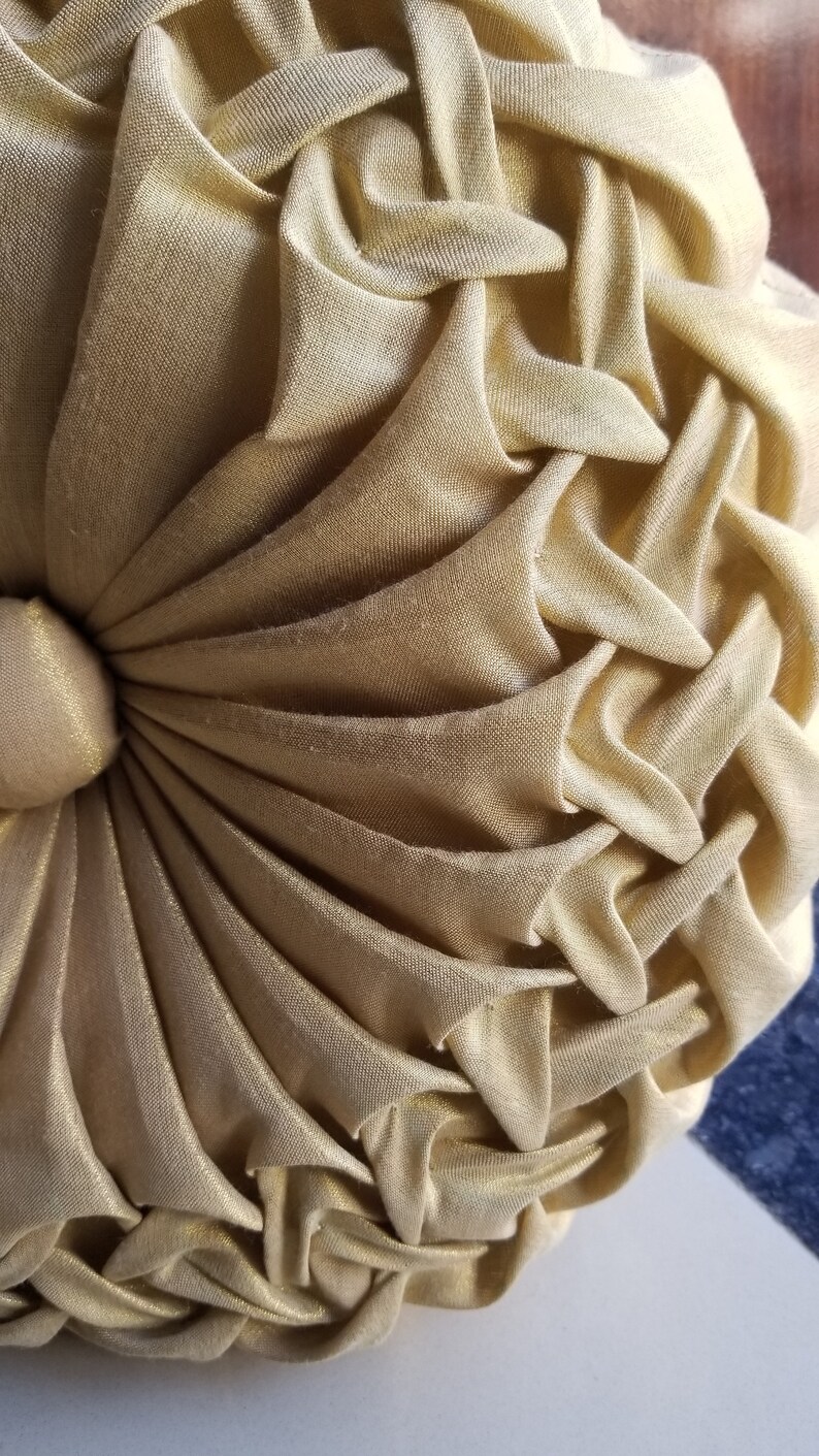Light Yellow Gold Round Pillow, Canadian Smocking Cushion, Bedding ...