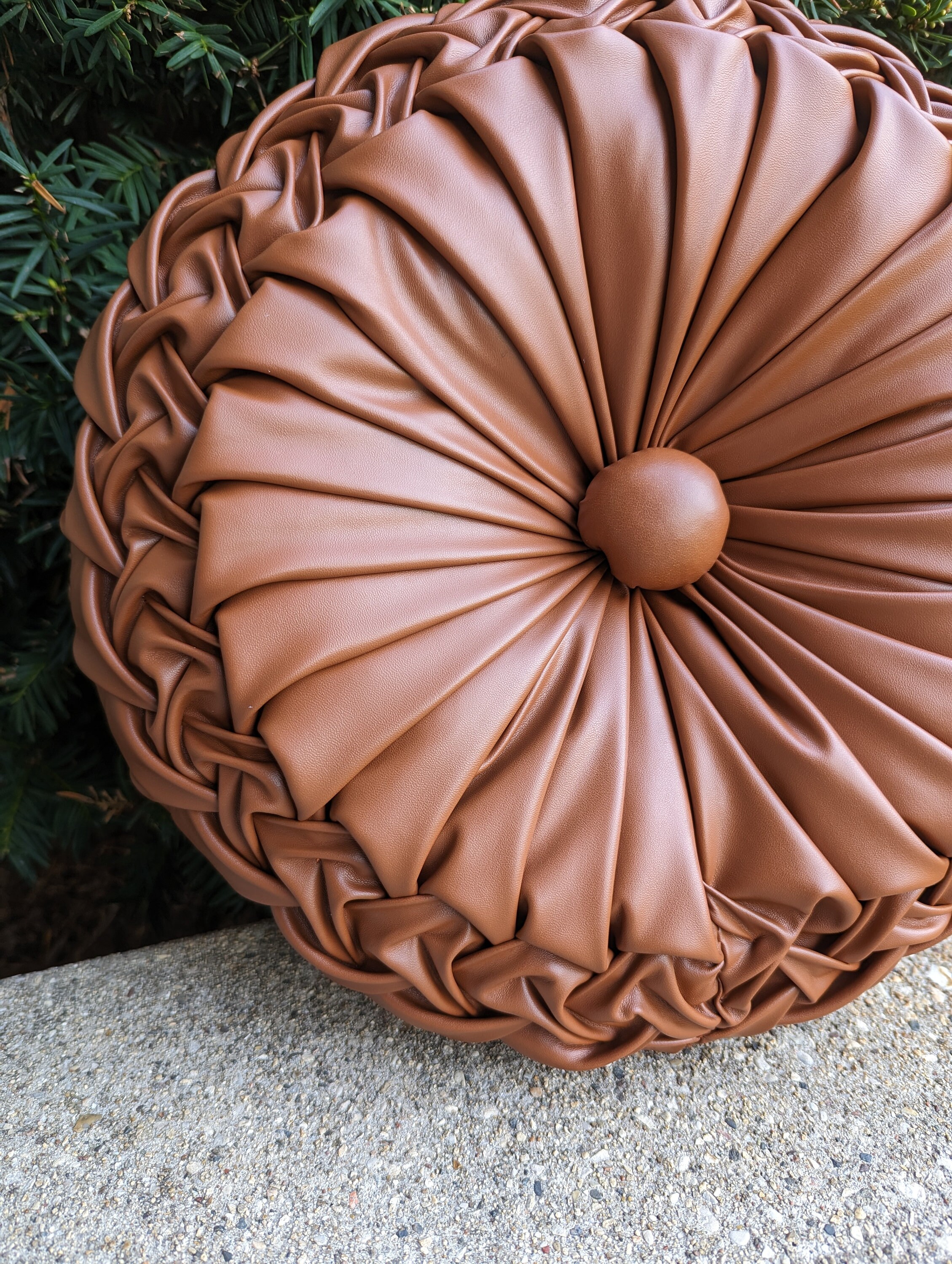 Handmade Caramel Brown Leather Pillow, Canadian Smocking Design ...