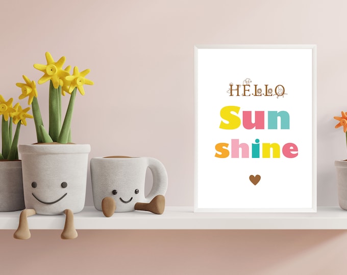 Hello Sunshine Digital Art Print, Nursery Prints, Kids Wall Art ...