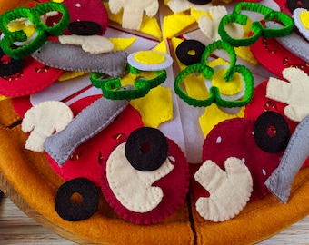 Felt Pizza Food Set, 8 Slices With Toppings, Felt Food, Pretend Play - Etsy