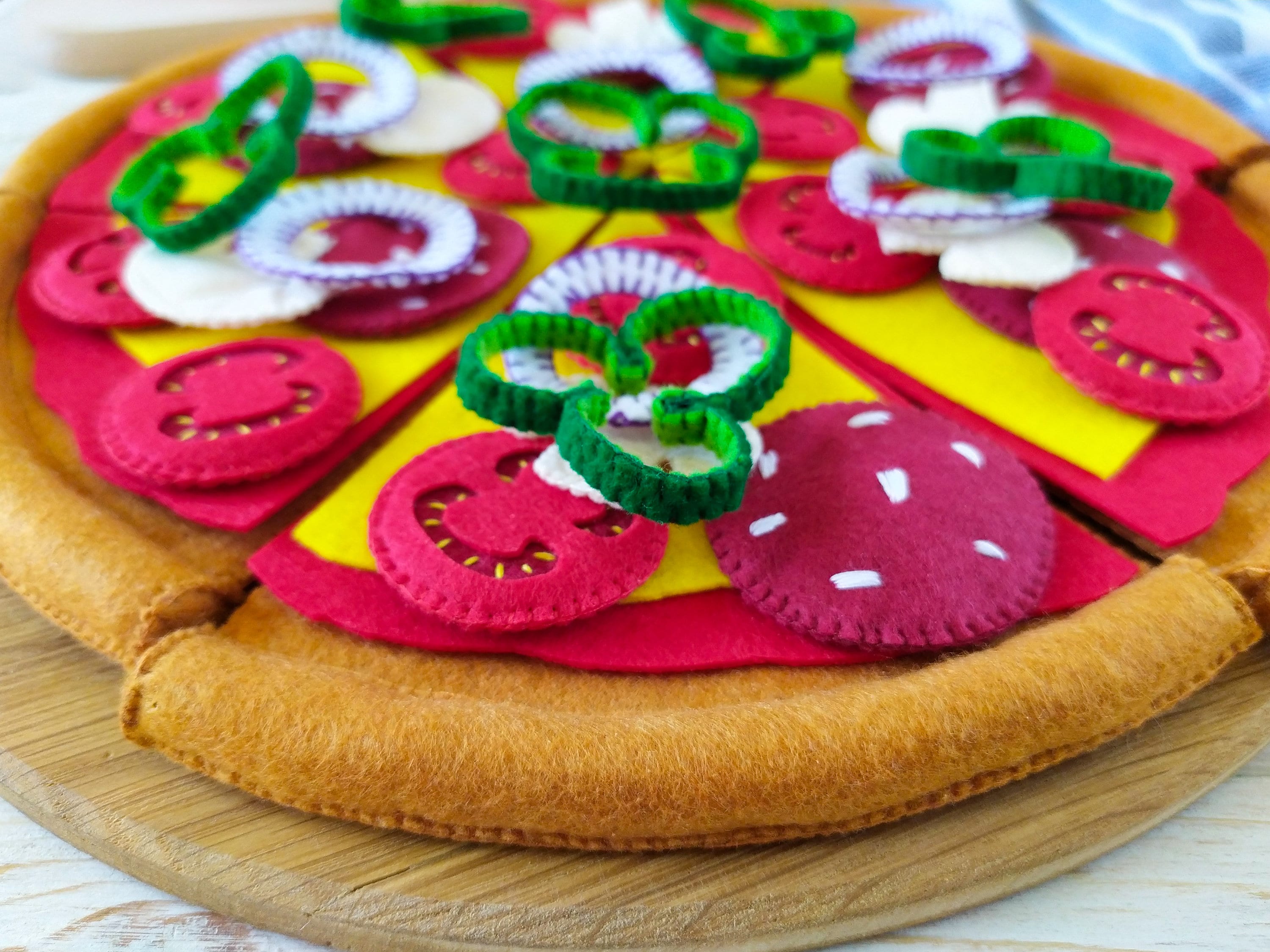 Toy Pizza From Felt Peperoni for Playing With a Child | Etsy