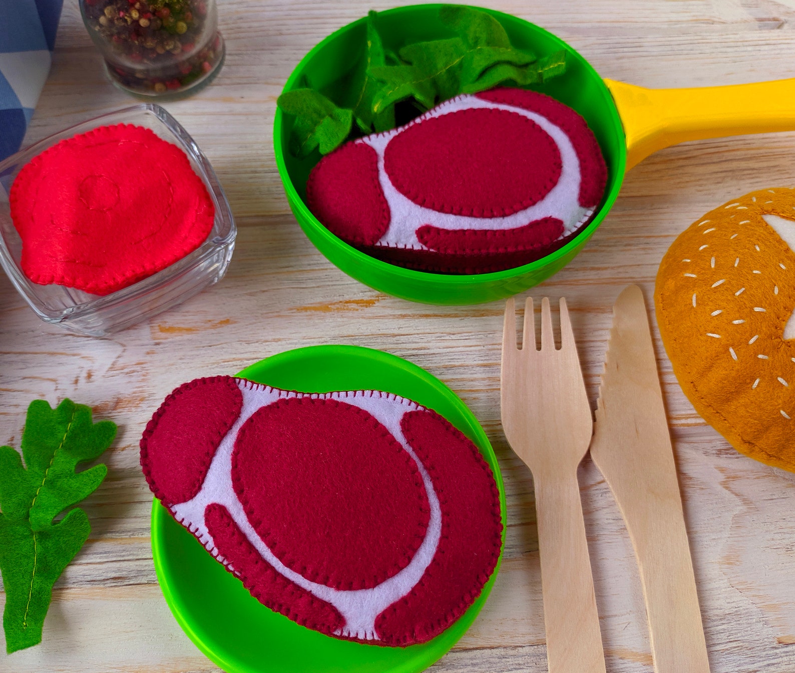 Felt Toys Toy Steak Toy Fish Toy Sausages - Etsy