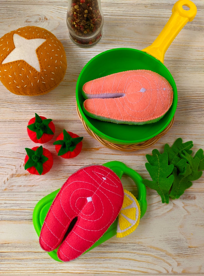 Felt Toys Toy Steak Toy Fish Toy Sausages - Etsy