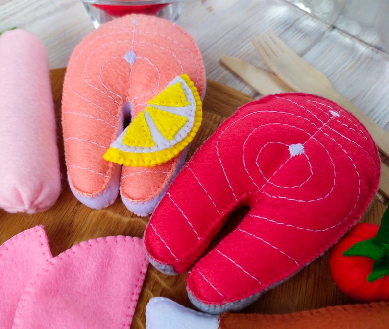 Felt Toys Toy Steak Toy Fish Toy Sausages - Etsy