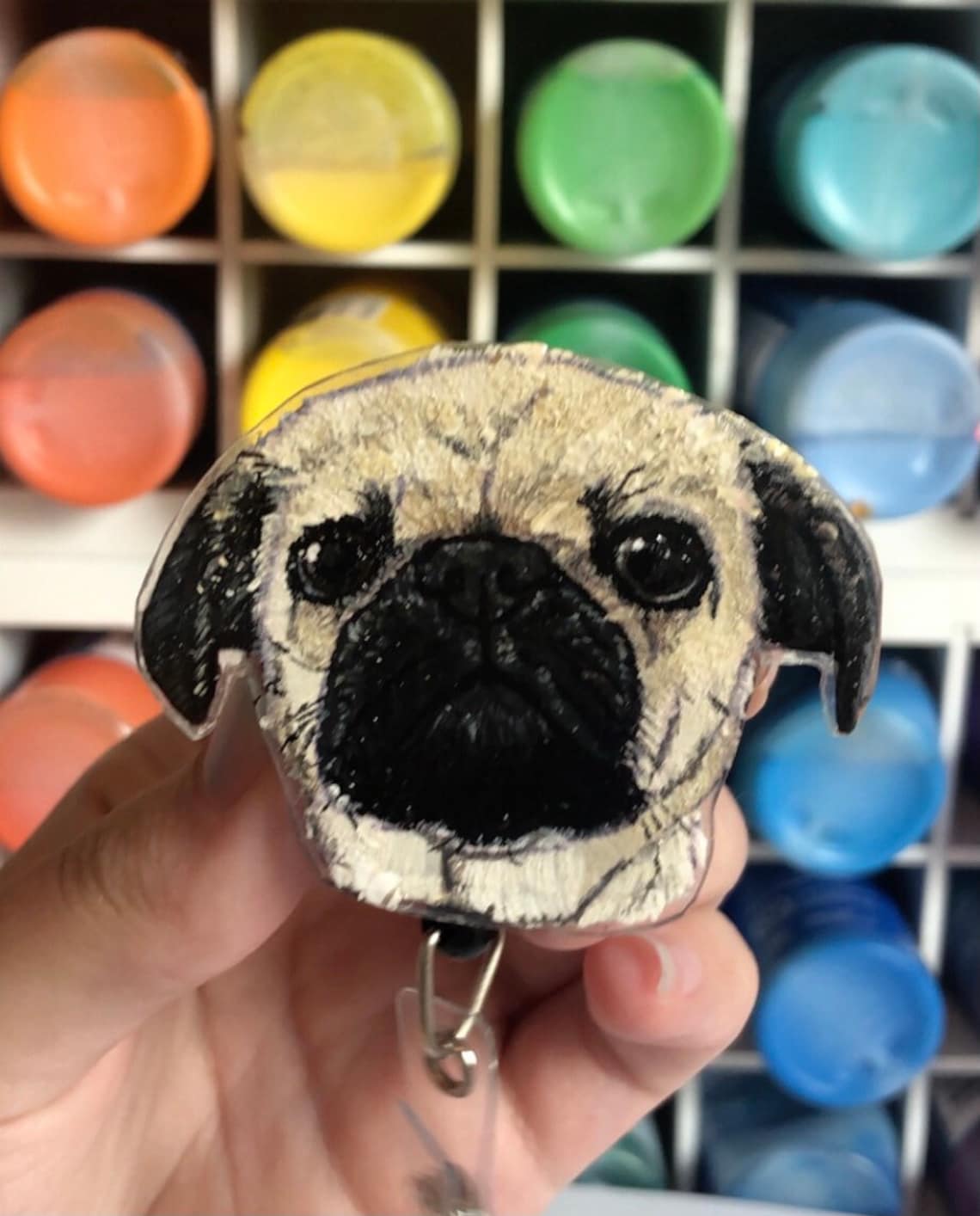 Custom pet portrait badge reel personalized dog badge reel | Etsy