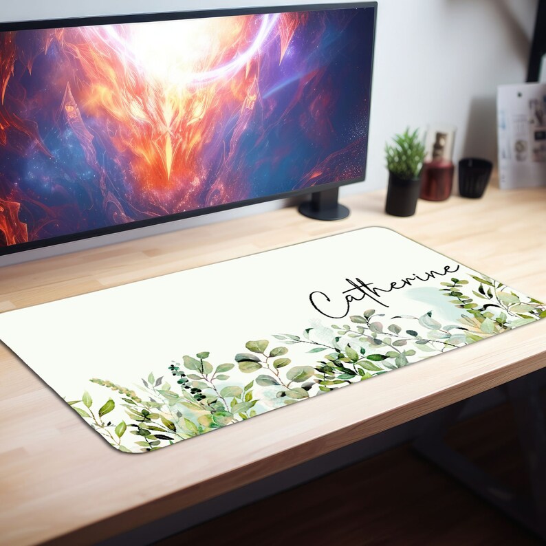 Personalized Extra Large Floral Desk Mat, Cute Flower Desk Pad, Custom ...