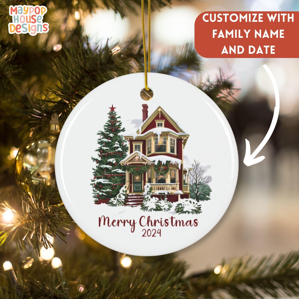 Personalized Family Keepsake Ornament, Victorian Home Holiday Ornament ...