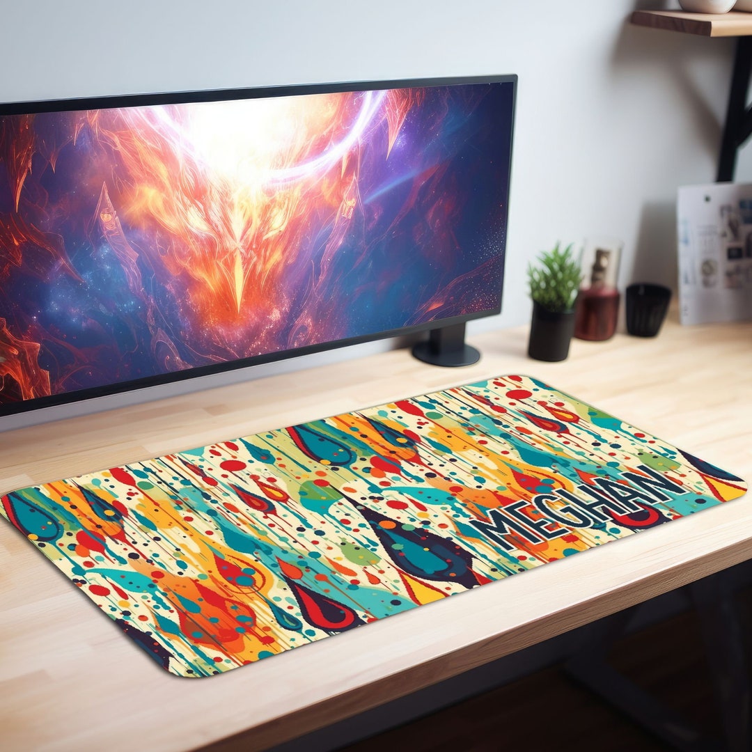 Personalized Extra Large Paint Splatter Desk Mat, Cute Desk Pad for ...