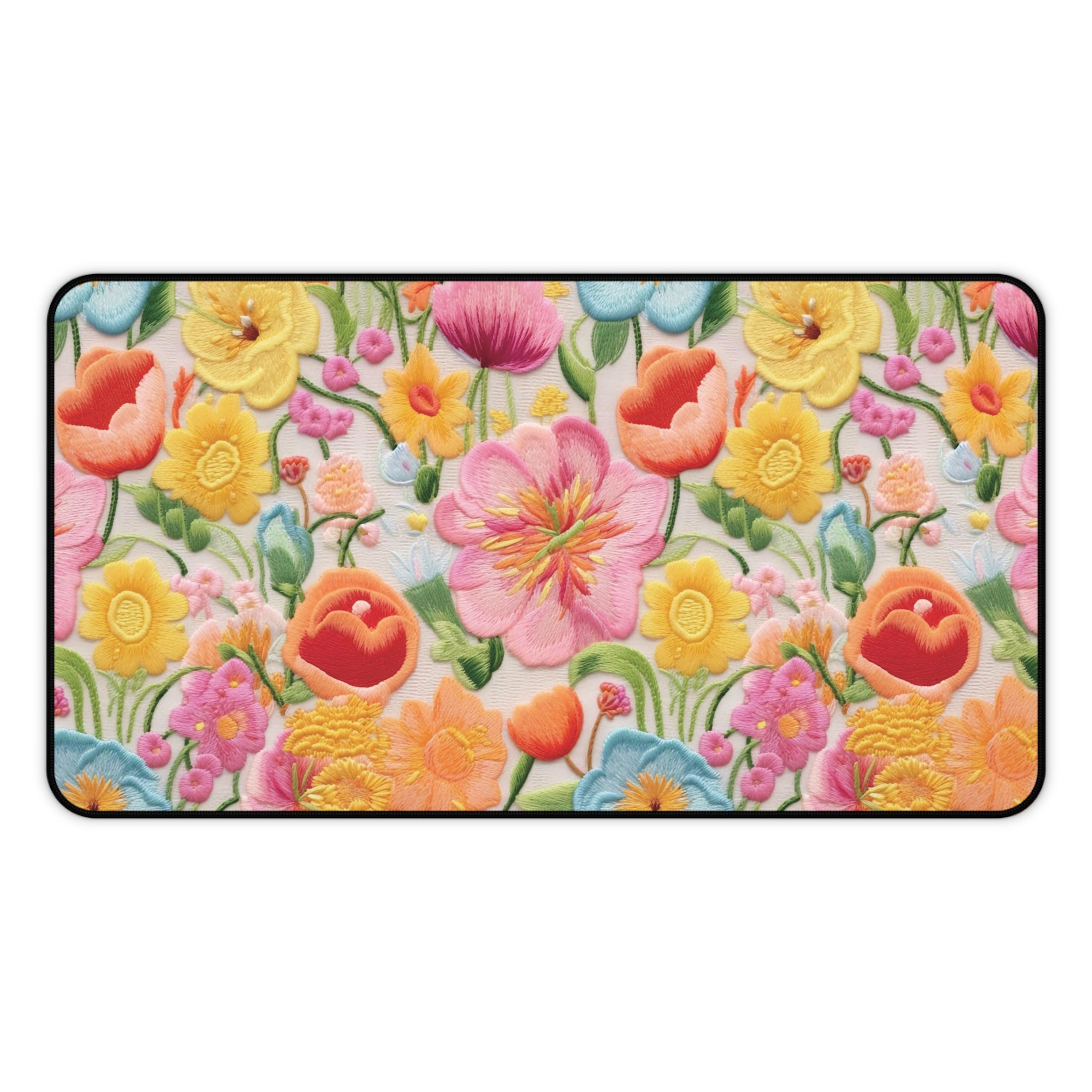 XL Floral Desk Mat, Cute Flower Desk Pad, Custom Nature Deskmat, Faux ...