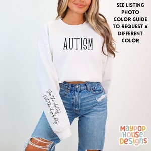 Sleeve Print Autism Awareness Sweatshirt for Mom Gift for Autism ...