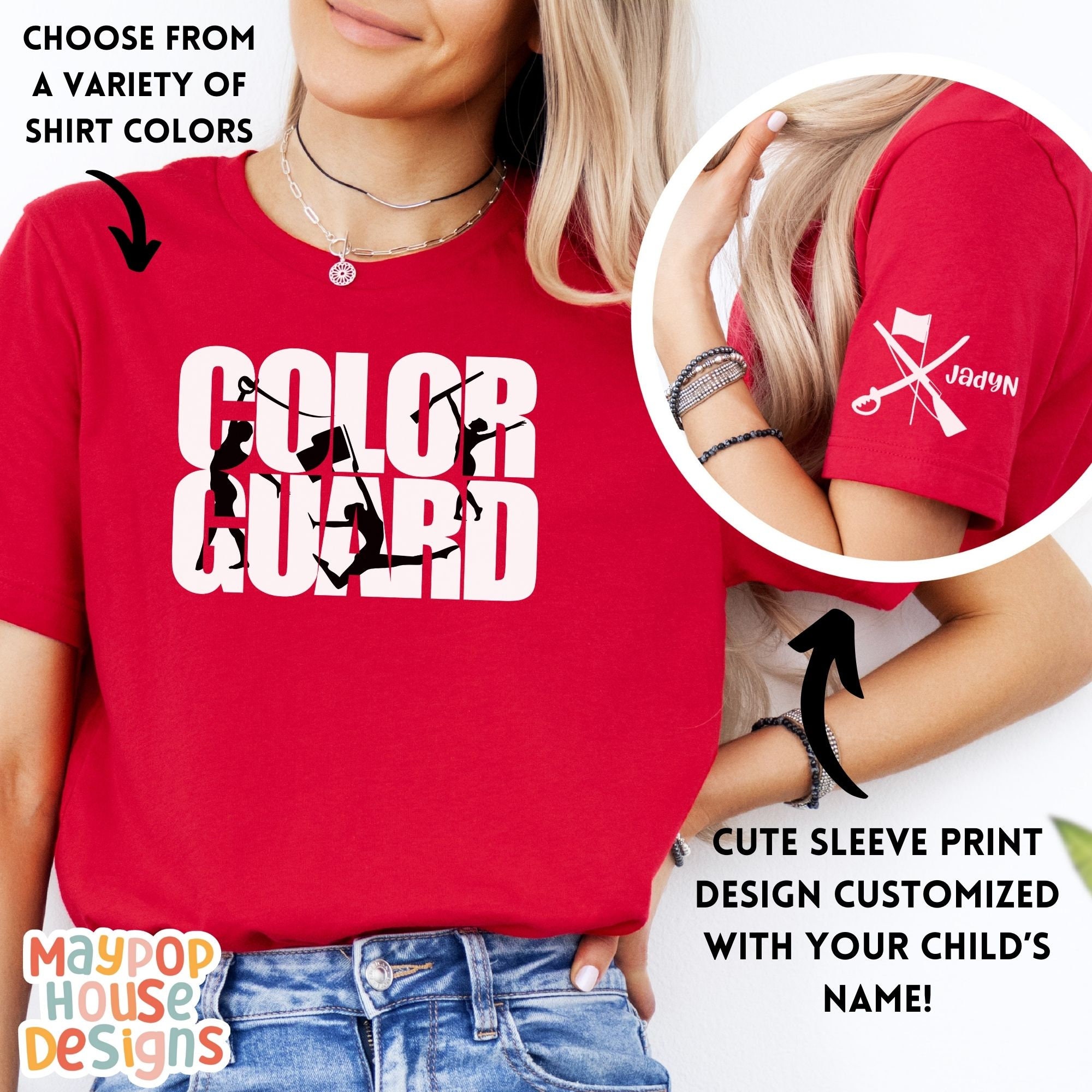 Personalized Color Guard Mom Shirt, Custom Colors Sleeve Design Color ...