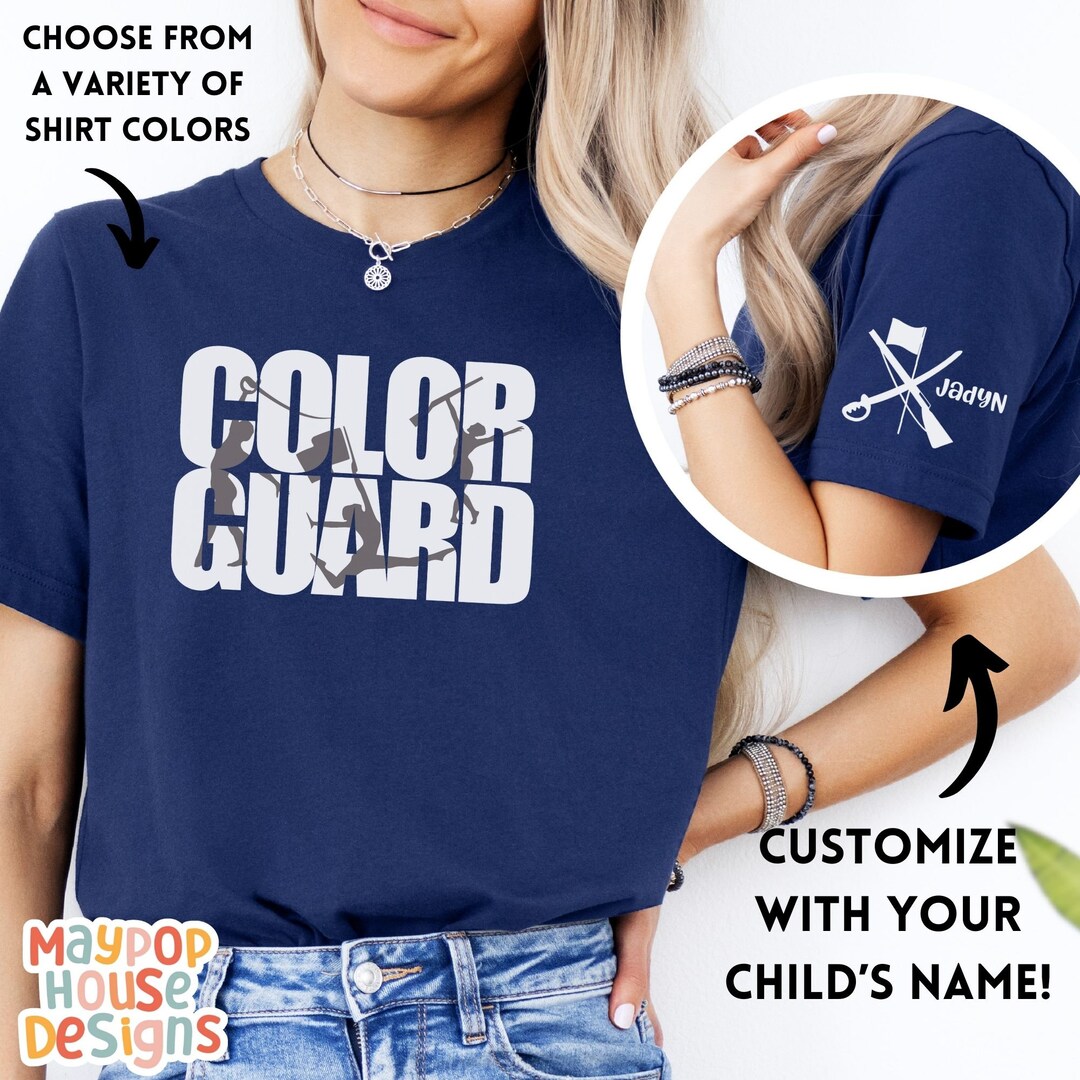 Personalized Color Guard Mom Shirt, Custom Colors Sleeve Design Color ...