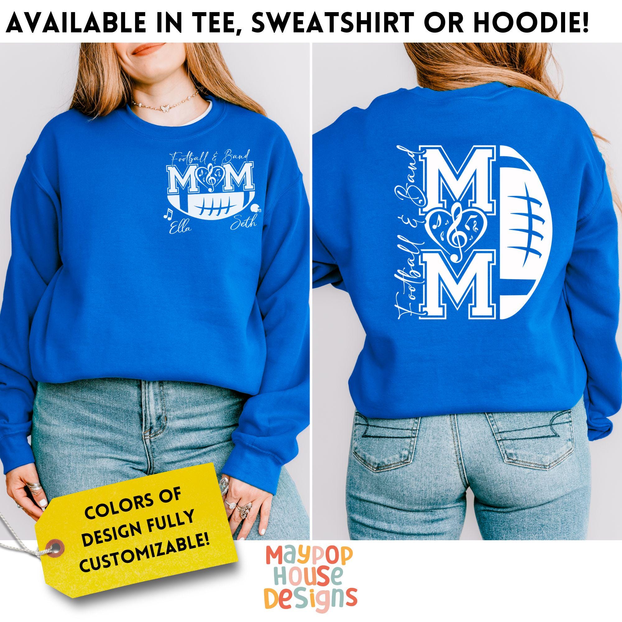 Football and Band Mom Sweatshirt, Personalized Football and Band Mom ...