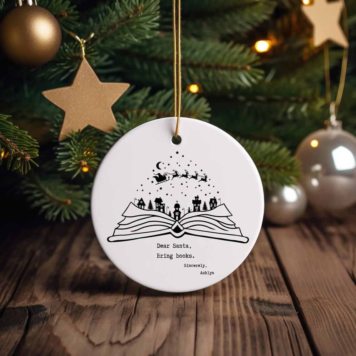 Personalized Book Christmas Ornament, Book Lovers Gift, Librarian ...