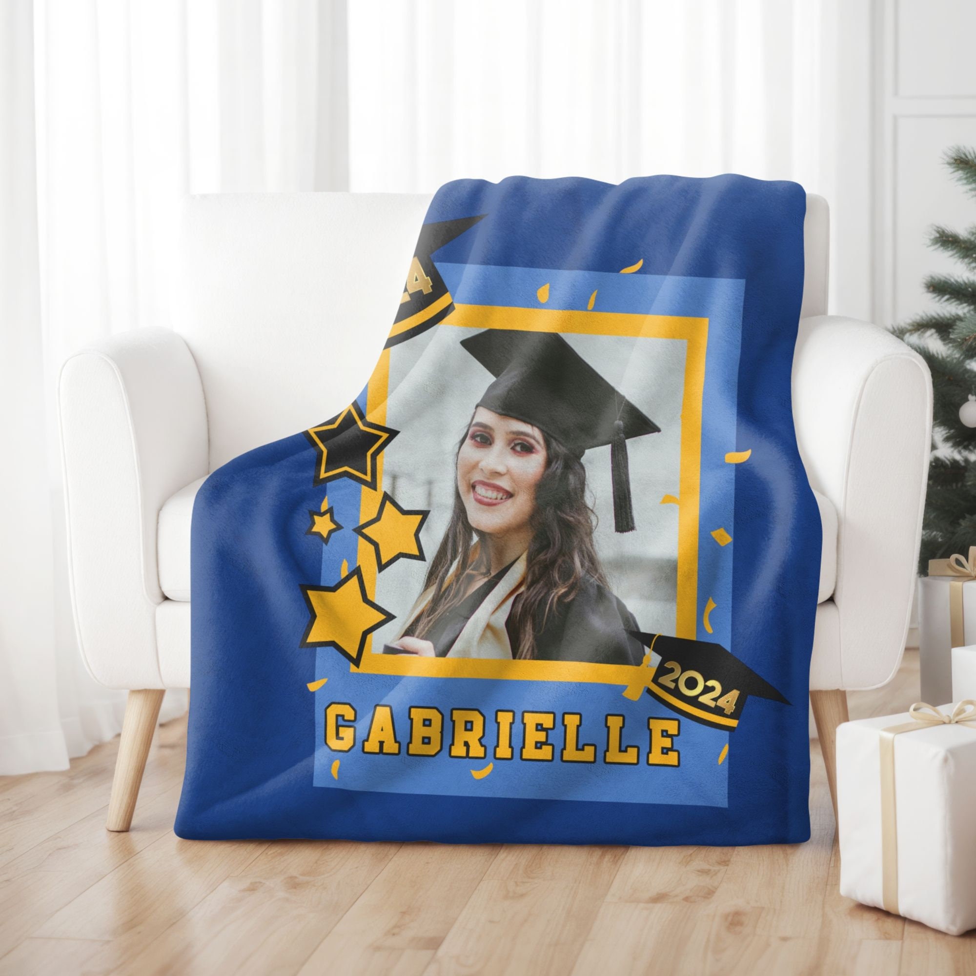 Personalized Graduation Photo Blanket, High School Graduation Gift for ...