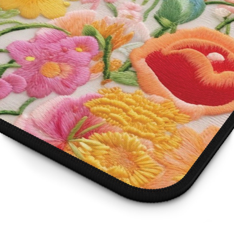 XL Floral Desk Mat, Cute Flower Desk Pad, Custom Nature Deskmat, Faux ...