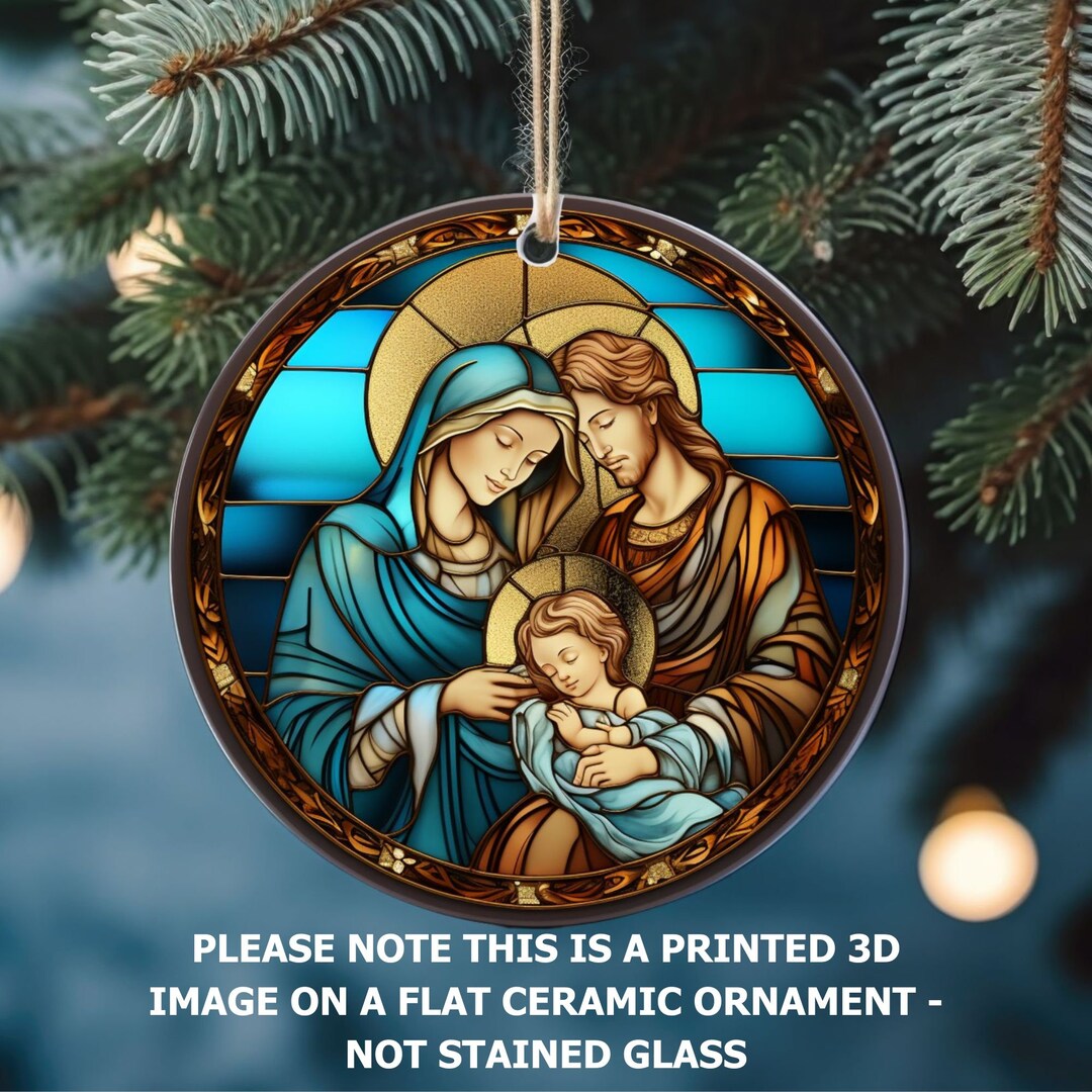 Christian Faux Stained Glass Nativity Ornament, Nativity Christmas ...