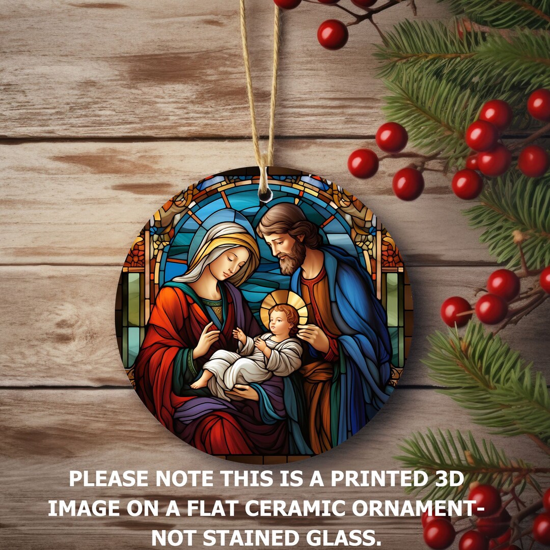 Christian Faux Stained Glass Nativity Ornament, Nativity Christmas ...