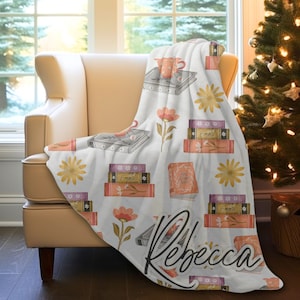 Personalized Book Reading Blanket, Custom Book Lover Throw, Book ...