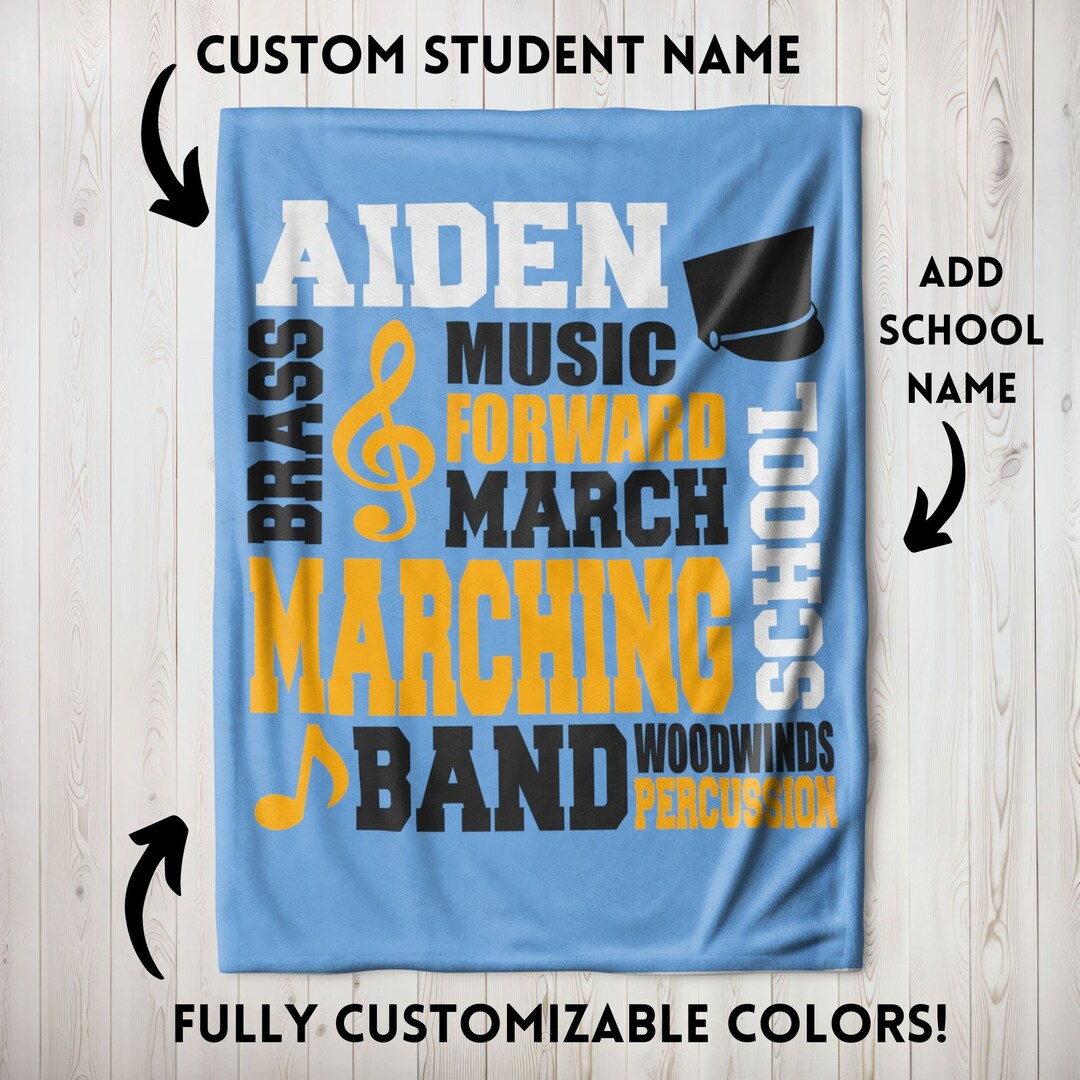 Personalized Marching Band Blanket, Band Mom Gift, High School Band ...