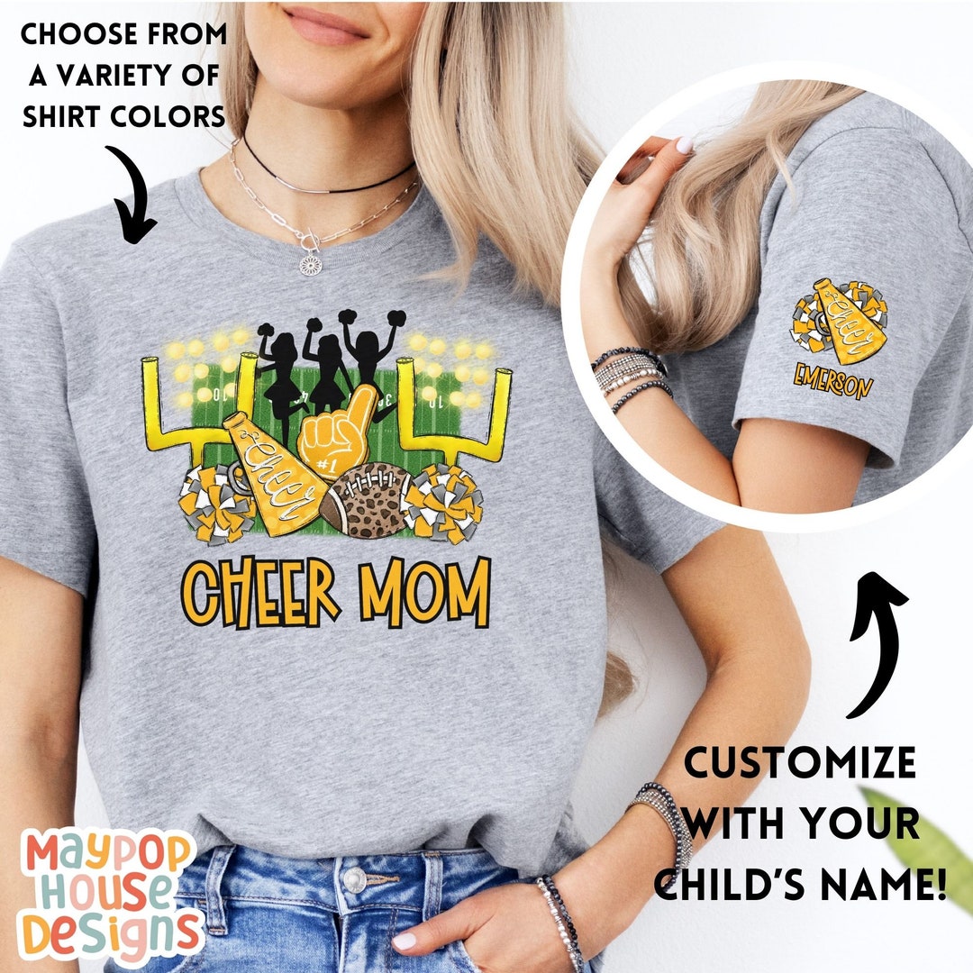 Custom Cheer Mom Shirt, Personalized Cheerleader Mama Tshirt With ...