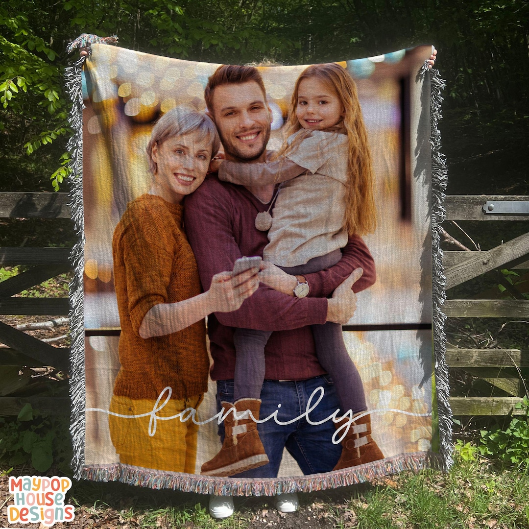 Personalized Photo Woven Cotton Throw Picture Blanket, Custom Photo ...
