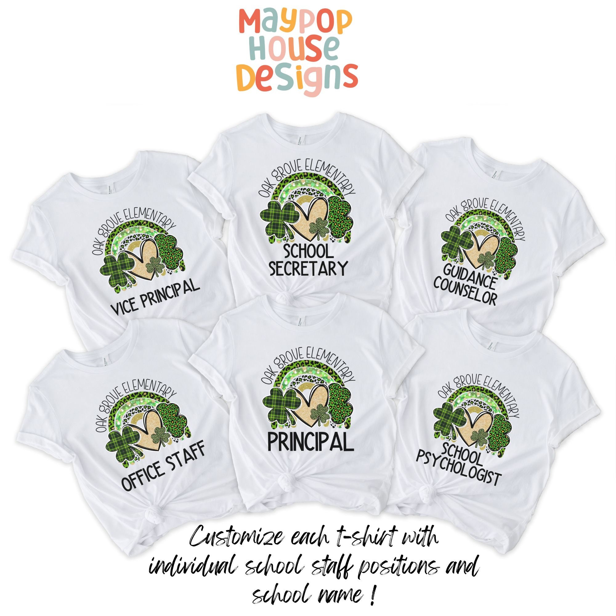 Customized School Staff Matching T-shirts for St. Patrick's Day, Group ...