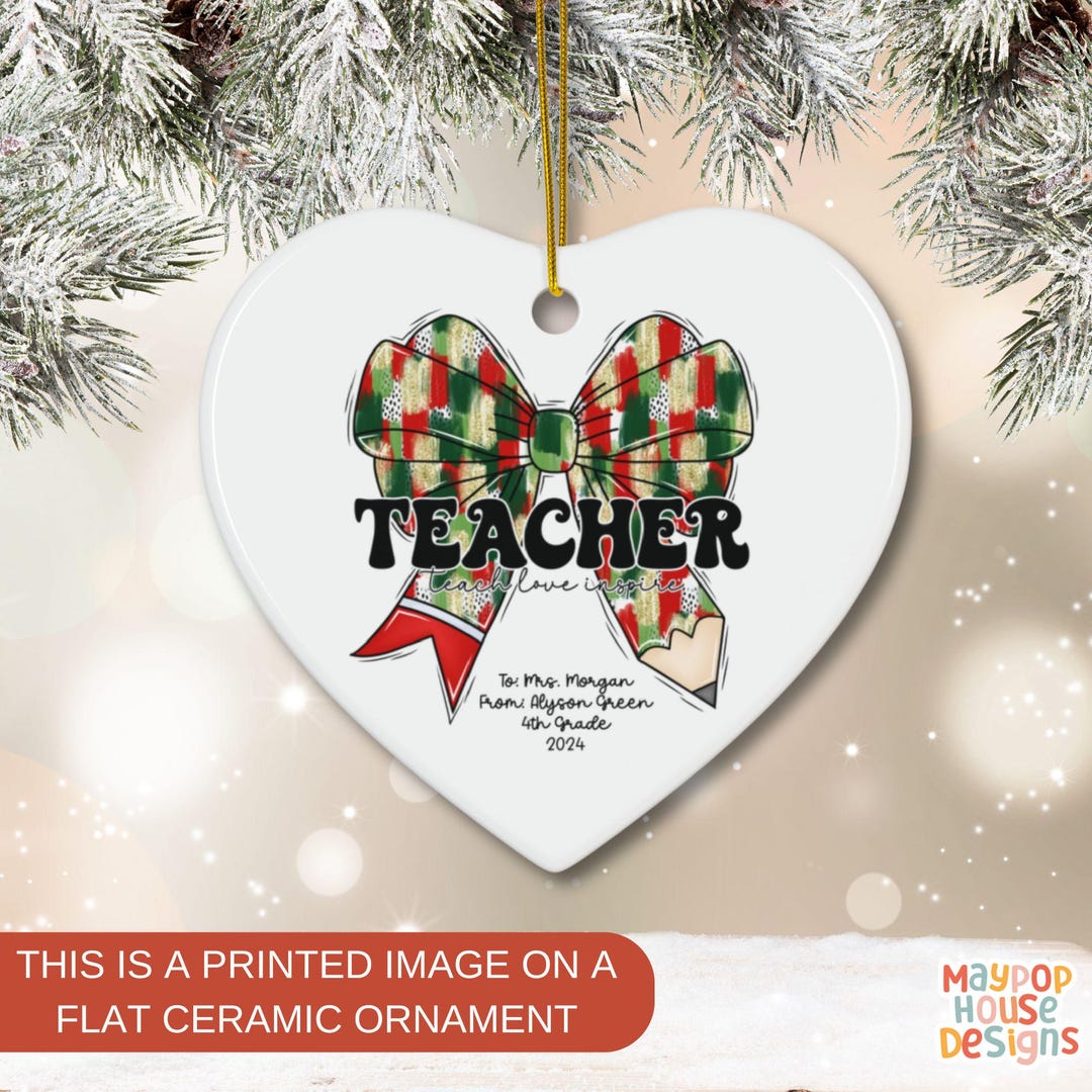 Personalized Teacher Christmas Ornament, Custom Teacher Gift From ...