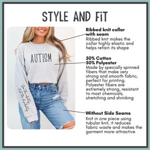Sleeve Print Autism Awareness Sweatshirt for Mom Gift for Autism ...