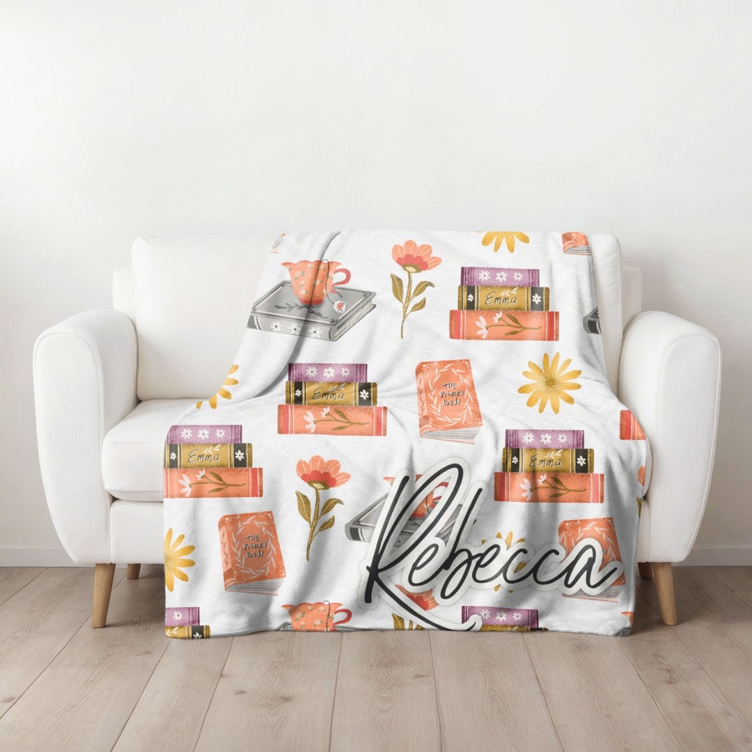 Personalized Book Reading Blanket, Custom Book Lover Throw, Book ...