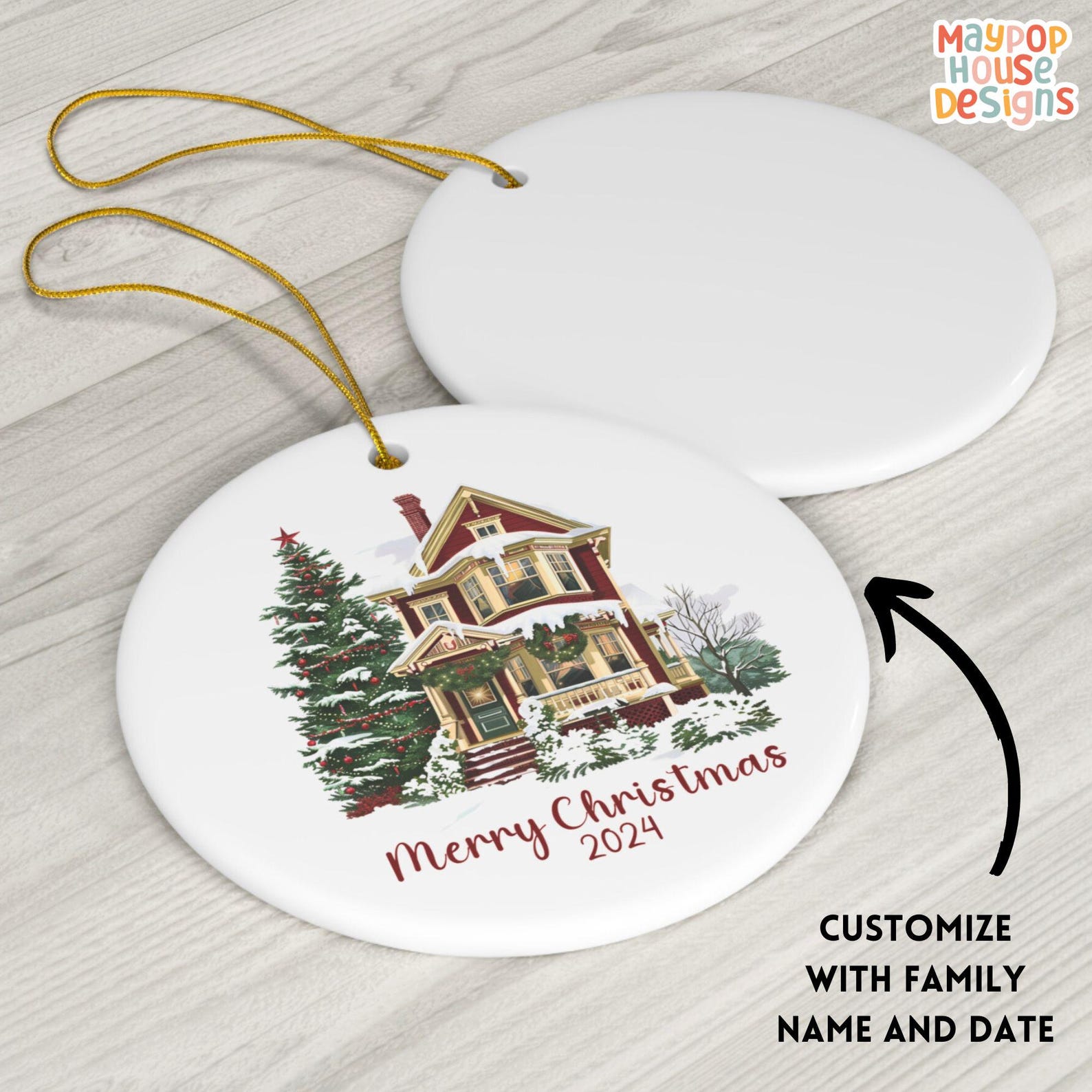 Personalized Family Keepsake Ornament, Victorian Home Holiday Ornament ...