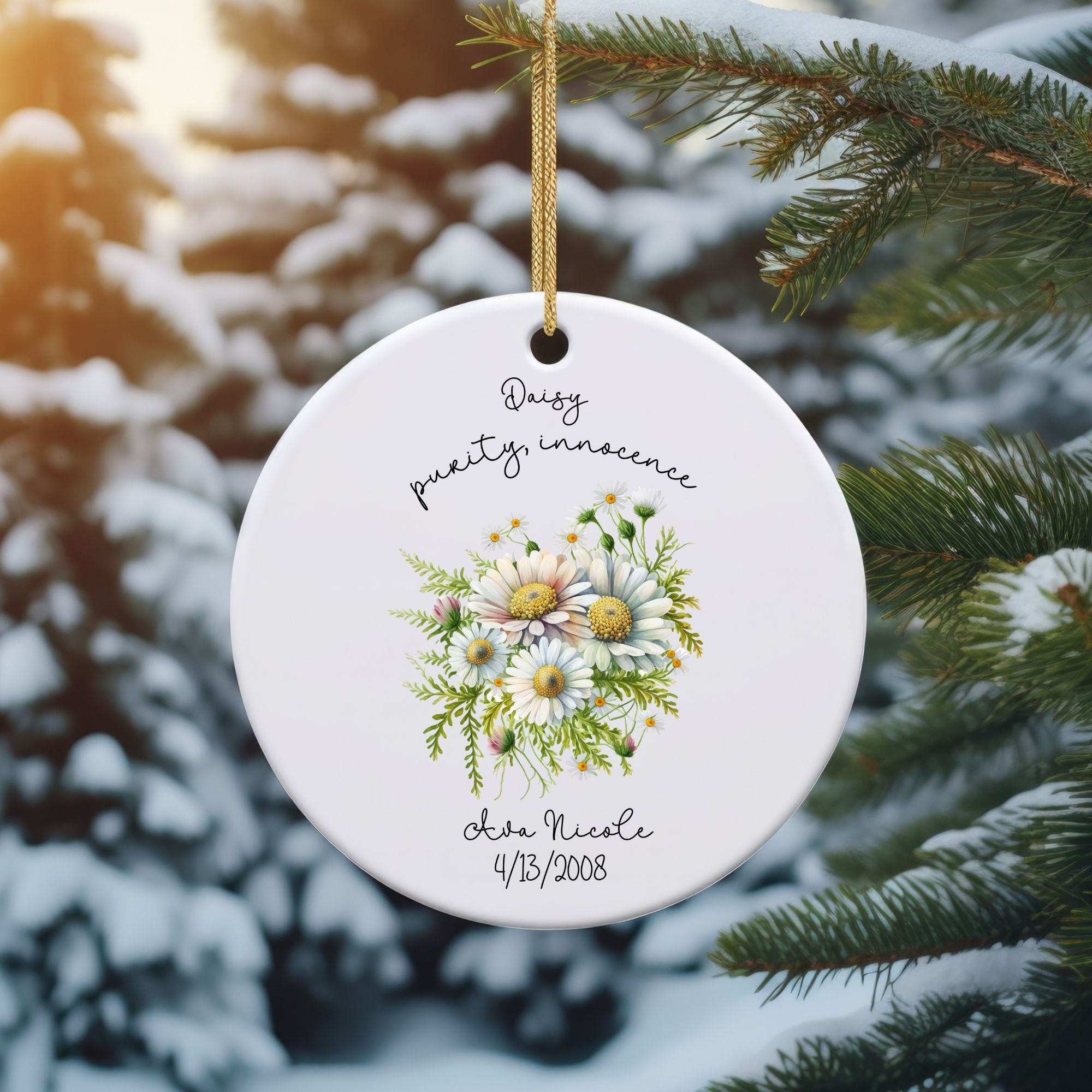 Customizable Birth Flower Christmas Ornament, April Birth Month Flower ...