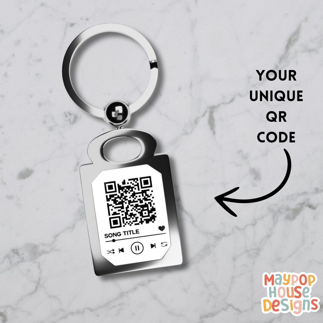 Scannable Song Keychain Personalized Music Code Keyring Custom Gift for ...