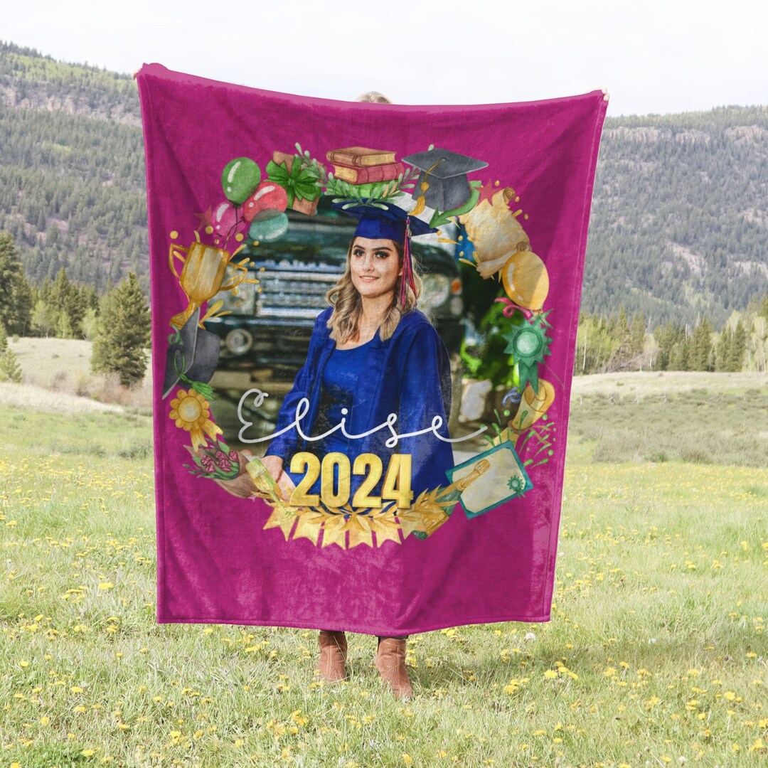 Personalized Graduation Photo Blanket, High School Graduation Gift for ...