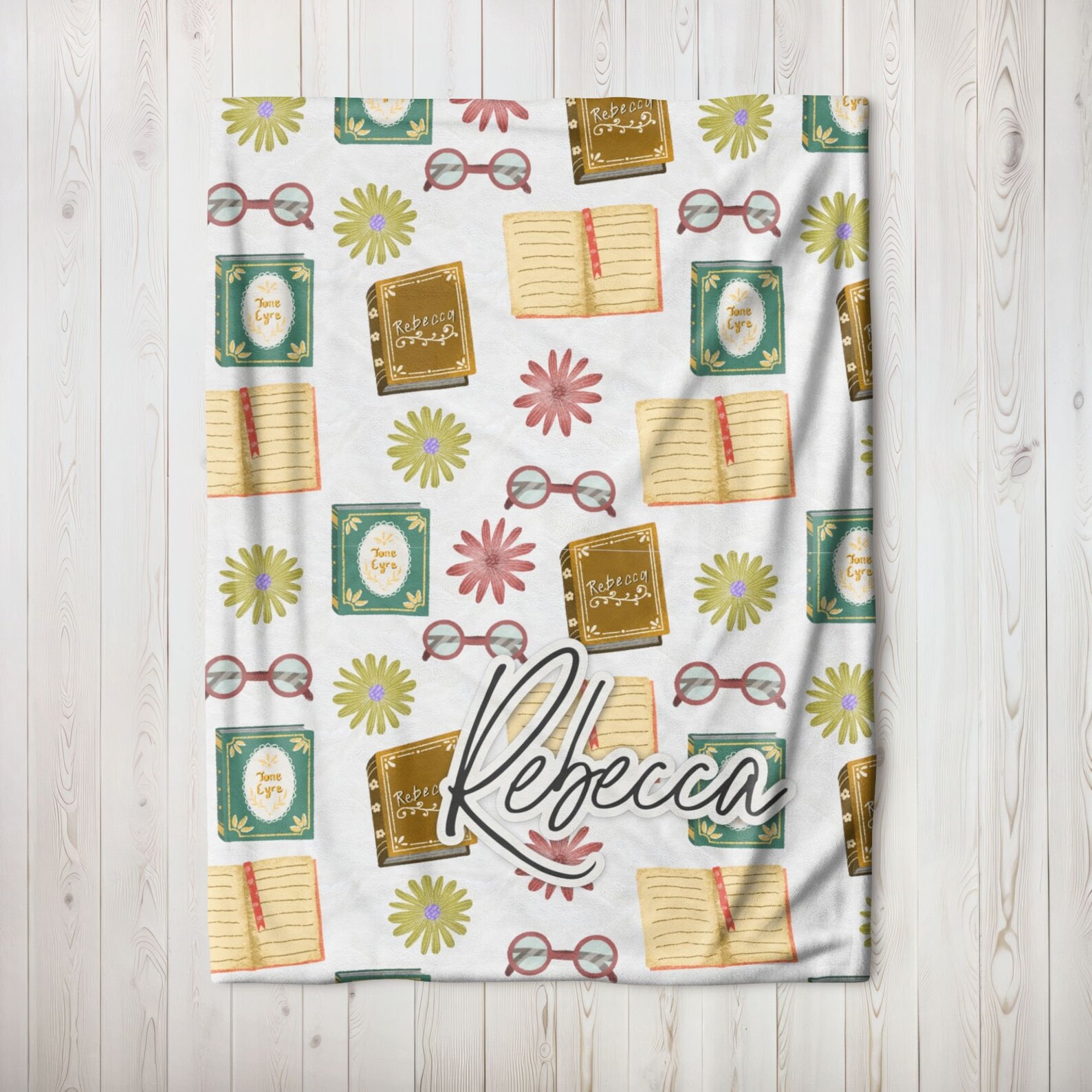 Personalized Book Reading Blanket, Custom Book Lover Throw, Book ...