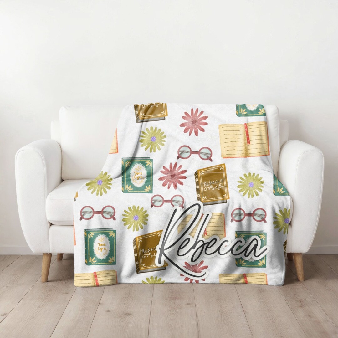Personalized Book Reading Blanket, Custom Book Lover Throw, Book ...