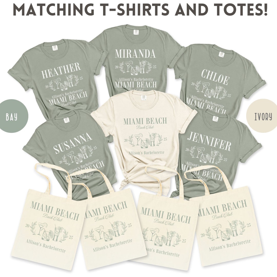 Miami Custom Destination Bachelorette Party Shirts and Tote Bag Gifts ...